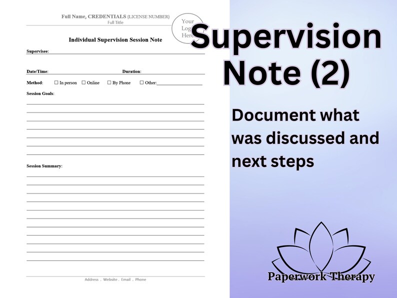 Supervision Session Note 2 - Clinical Supervision Forms - Etsy