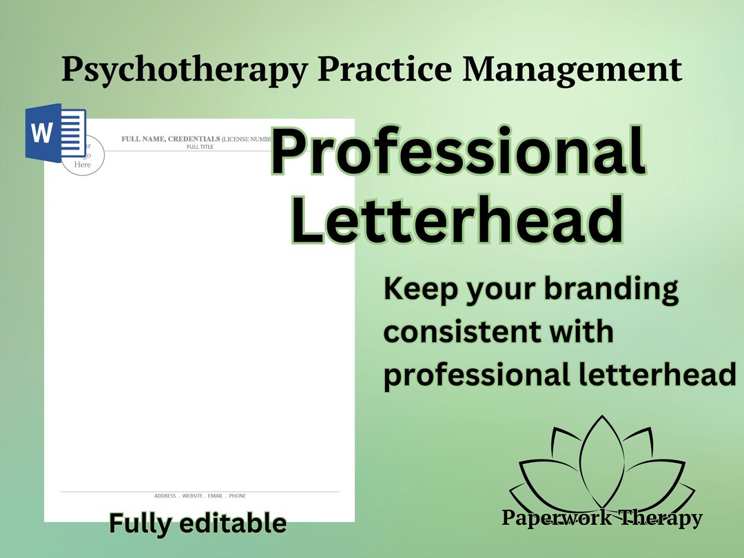 Professional Letterhead - Private Practice Management - Etsy