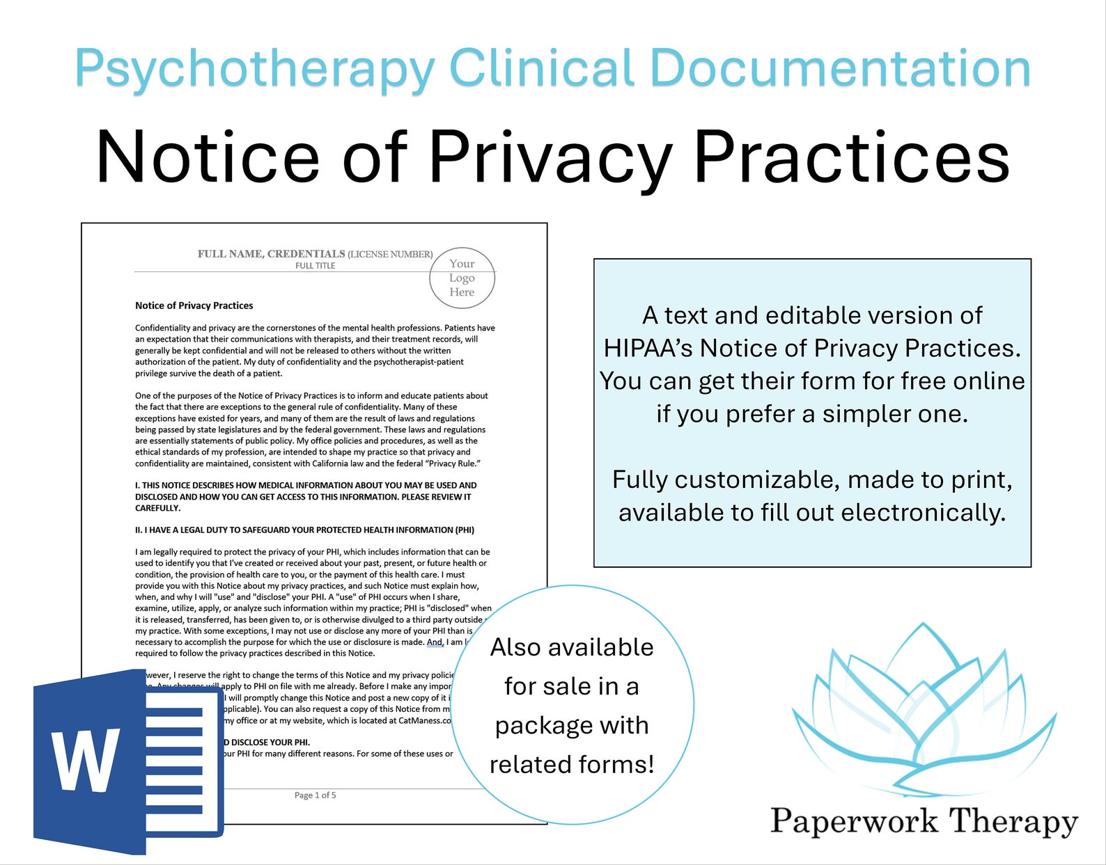 Therapy Form Notice of Privacy Practices - Etsy