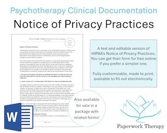 Notice of Privacy Practices, HIPAA Template WORD Doc, Patient Rights ...