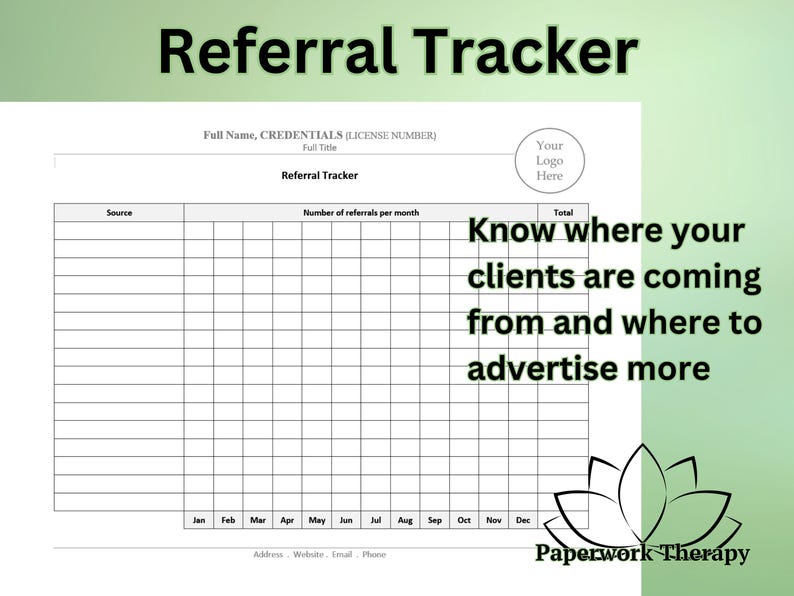 Referral Tracker - Private Practice Management - Etsy