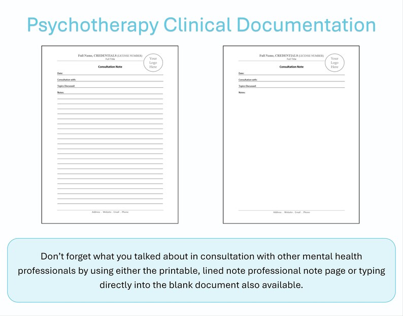 Therapy Forms Consultation and Process Notes - Etsy