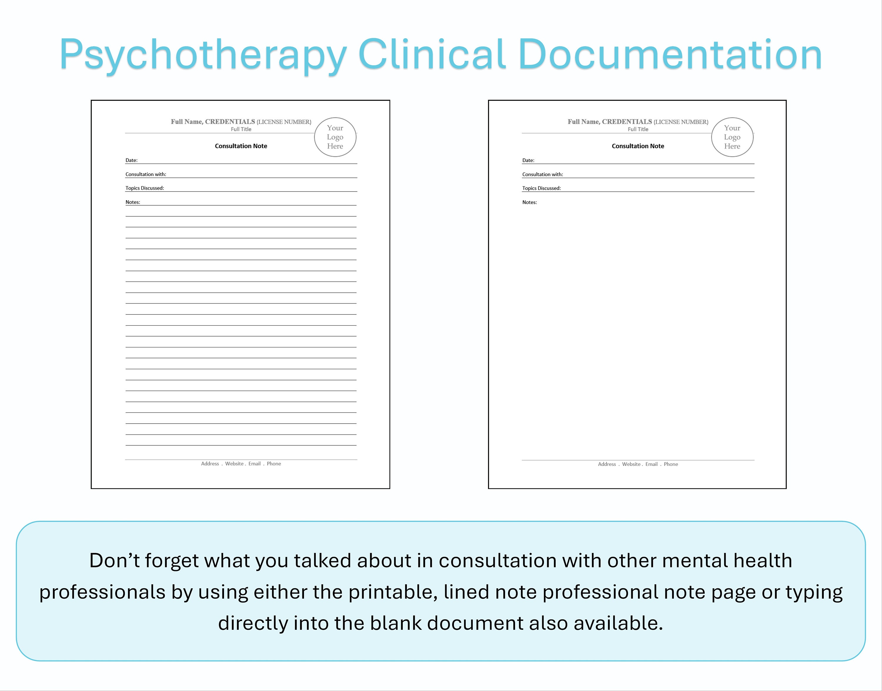 Therapy Forms Consultation and Process Notes - Etsy