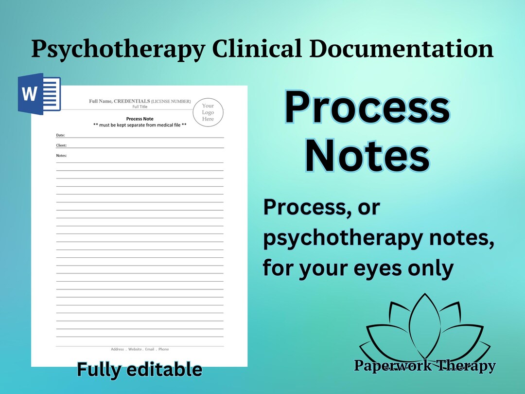 Process Note - Psychotherapy Clinical Documentation - Etsy