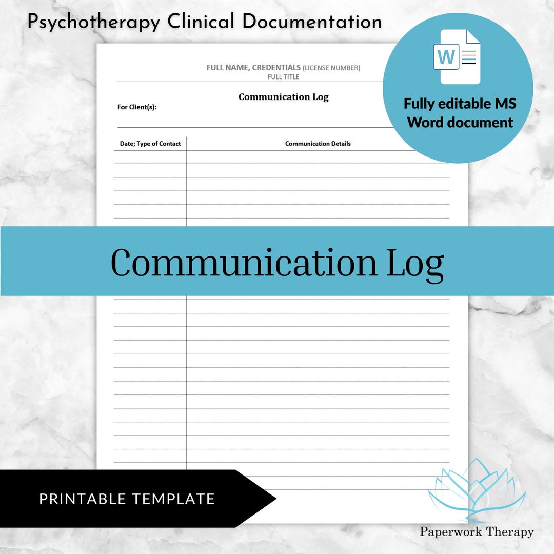 Communication Log - Psychotherapy Clinical Documentation - Etsy