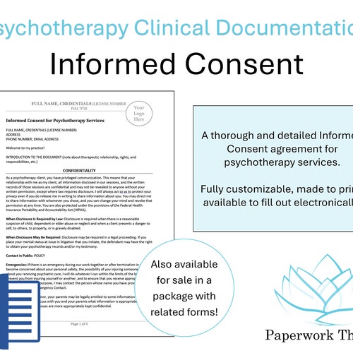 Counseling Intake Form Informed Consent for Counseling and | Etsy UK