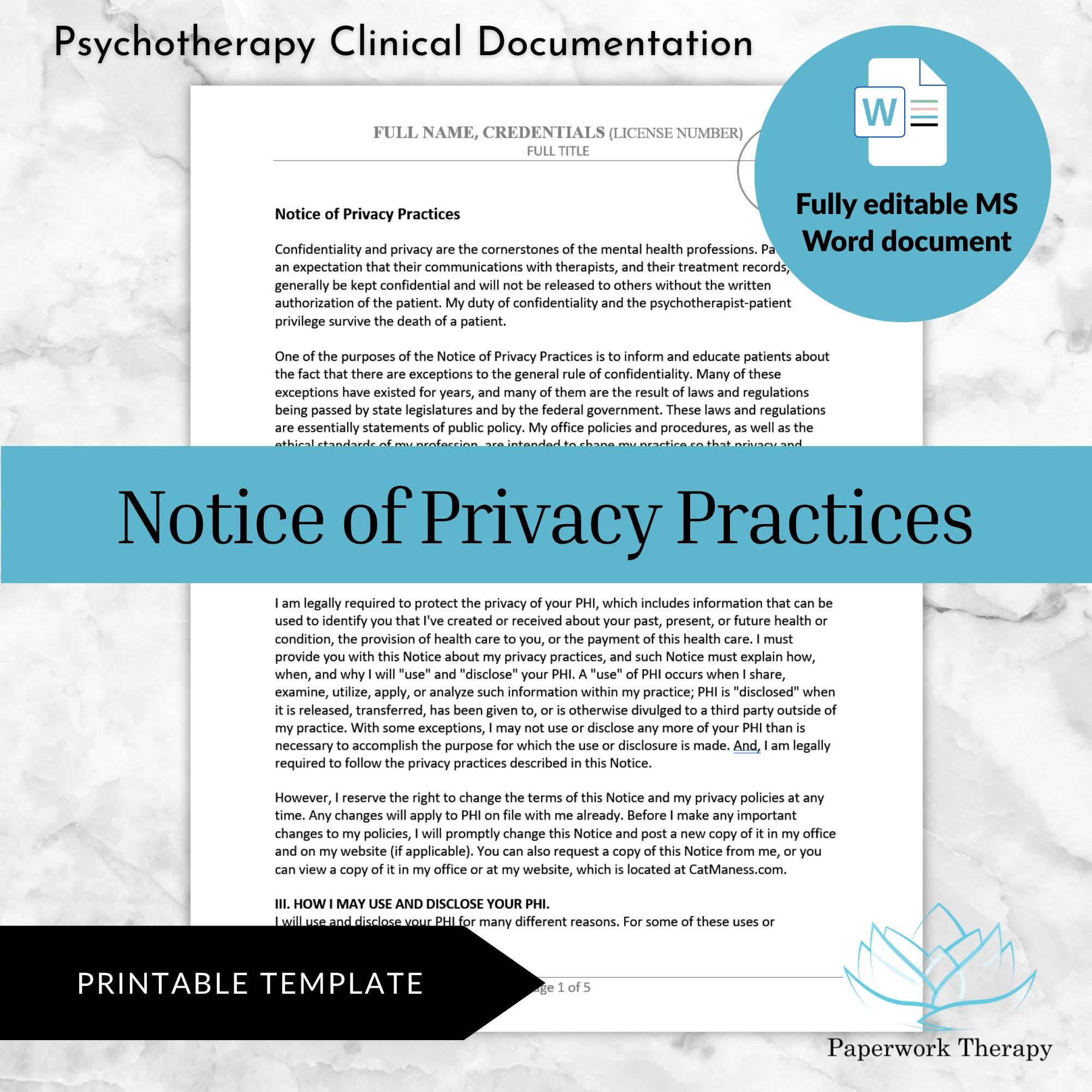 Consent Form Package - Psychotherapy Practice Forms - Etsy