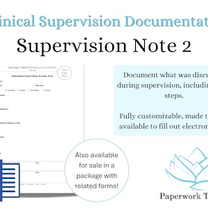 Clinical Supervision Form Supervision Session Note 2 - Etsy