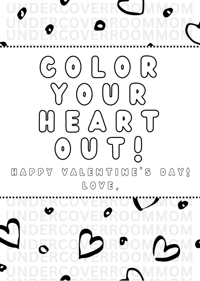 Coloring Digital Valentine - Etsy