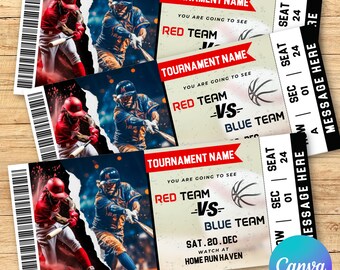 Editable Baseball Tickets, Sports Tickets, Baseball Surprise Ticket ...