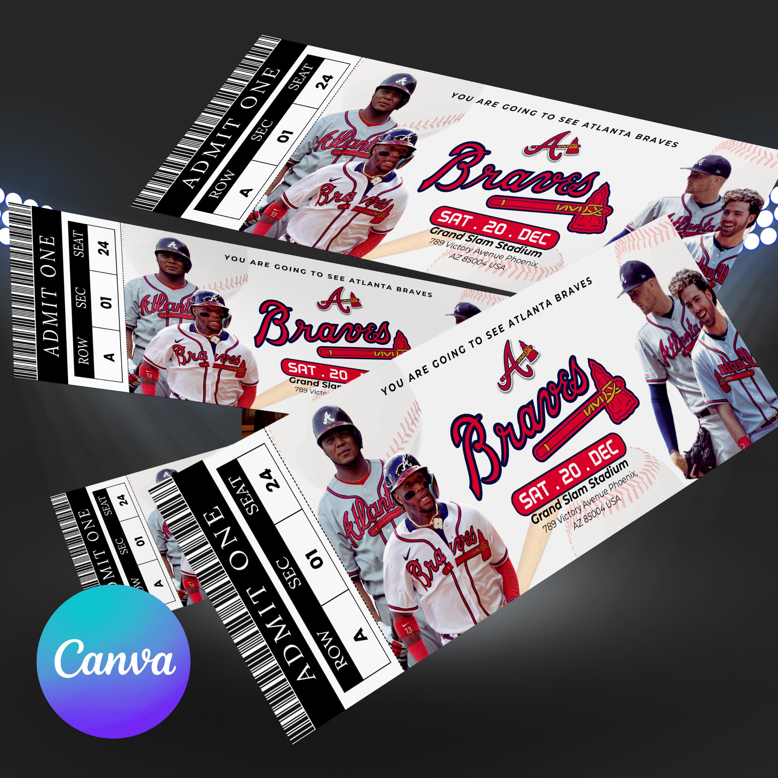 Atlanta Braves Ticket Template, Baseball Invitation, Printable Baseball ...