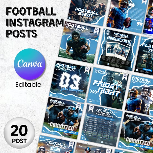 Canva Football Social Media Template - Etsy