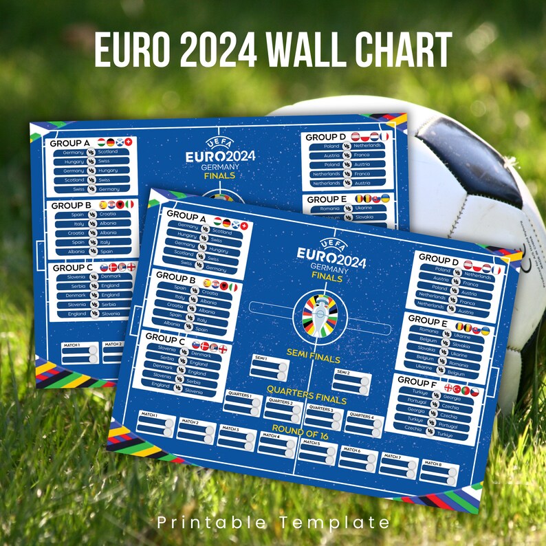 Gráfico mural de la Eurocopa 2024, Calendario diario de la Eurocopa ...