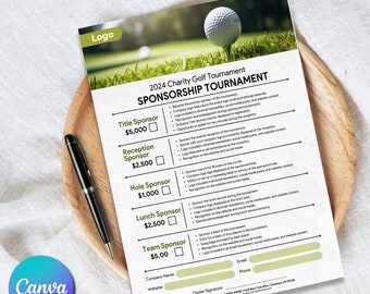Golf Event Sponsorship Form, Canva Templates, Editable Fundraiser ...