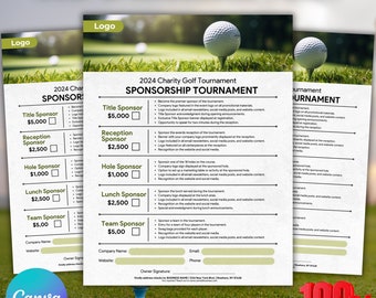 Golf Event Sponsor Sign, Editable Canva Template, Sponsorship Signage ...