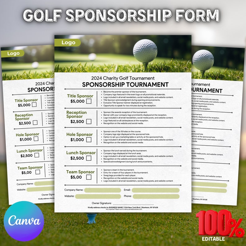 Golf Event Sponsorship Form, Golf Sponsorship Template Golf Fundraiser ...