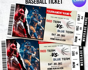 Editable Baseball Tickets, Sports Tickets, Baseball Surprise Ticket ...