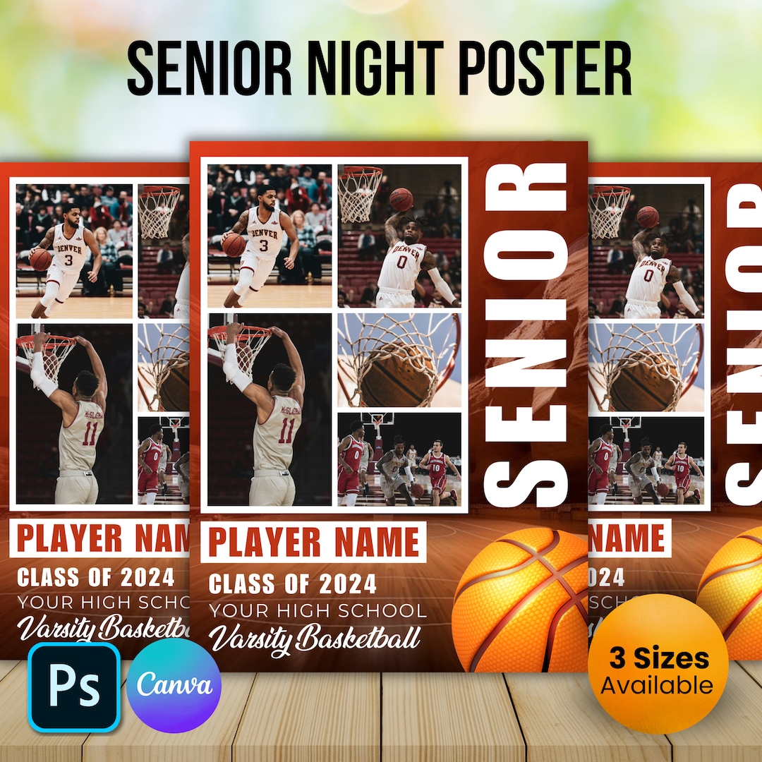 Basketball Senior Night Gift Poster, Basketball Senior 2024 Poster ...