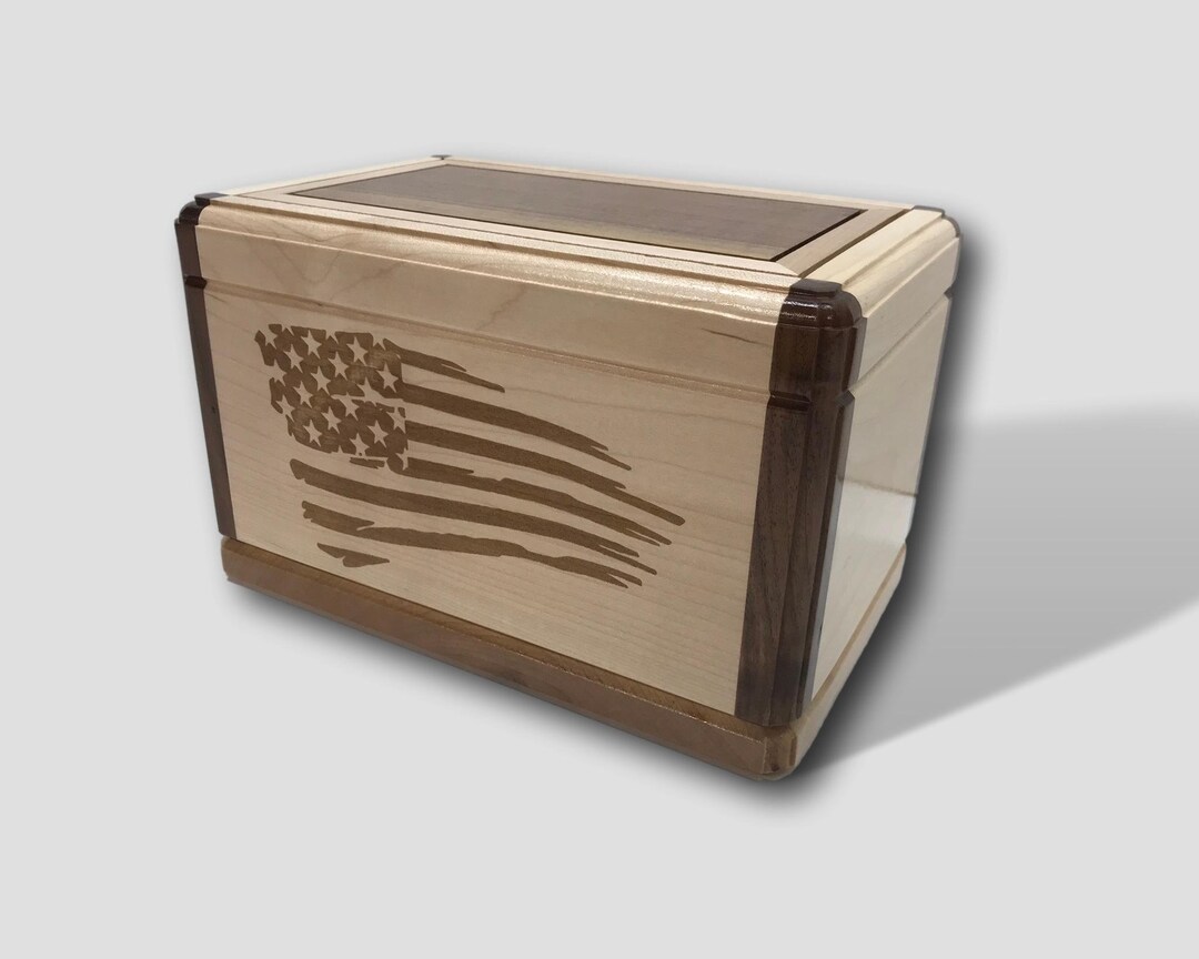 Funeral Urn Burial Box Tattered Flag Engraved Cremate Box - Etsy