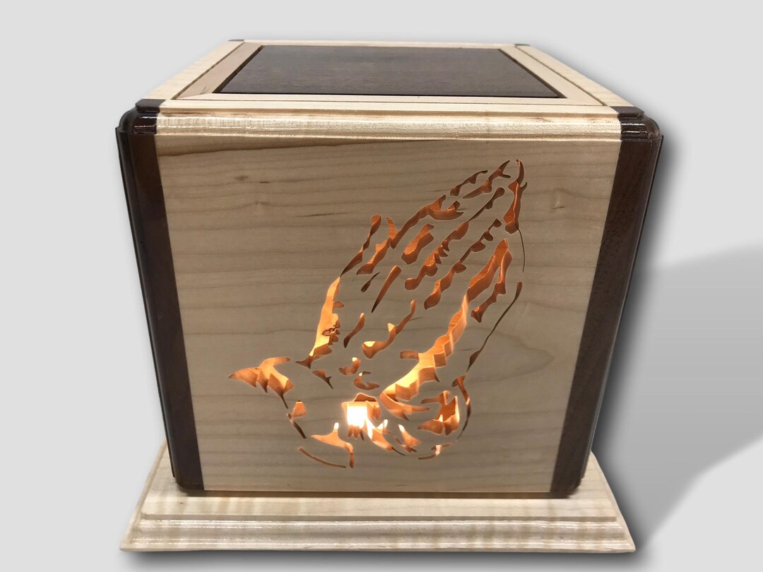 Wooden Urn Funeral Box Maple Wood Burial Urn for Ashes Cremation ...