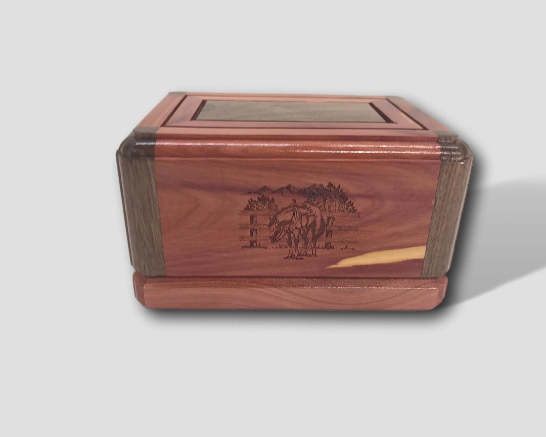 Keepsake Riderless Horse Cedar Box Walnut Wooden Handmade Burial Box ...