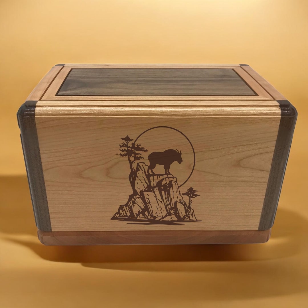 MOUNTAIN GOAT Wooden Cremation Urn for Funeral-wooden Memorial Urn for ...