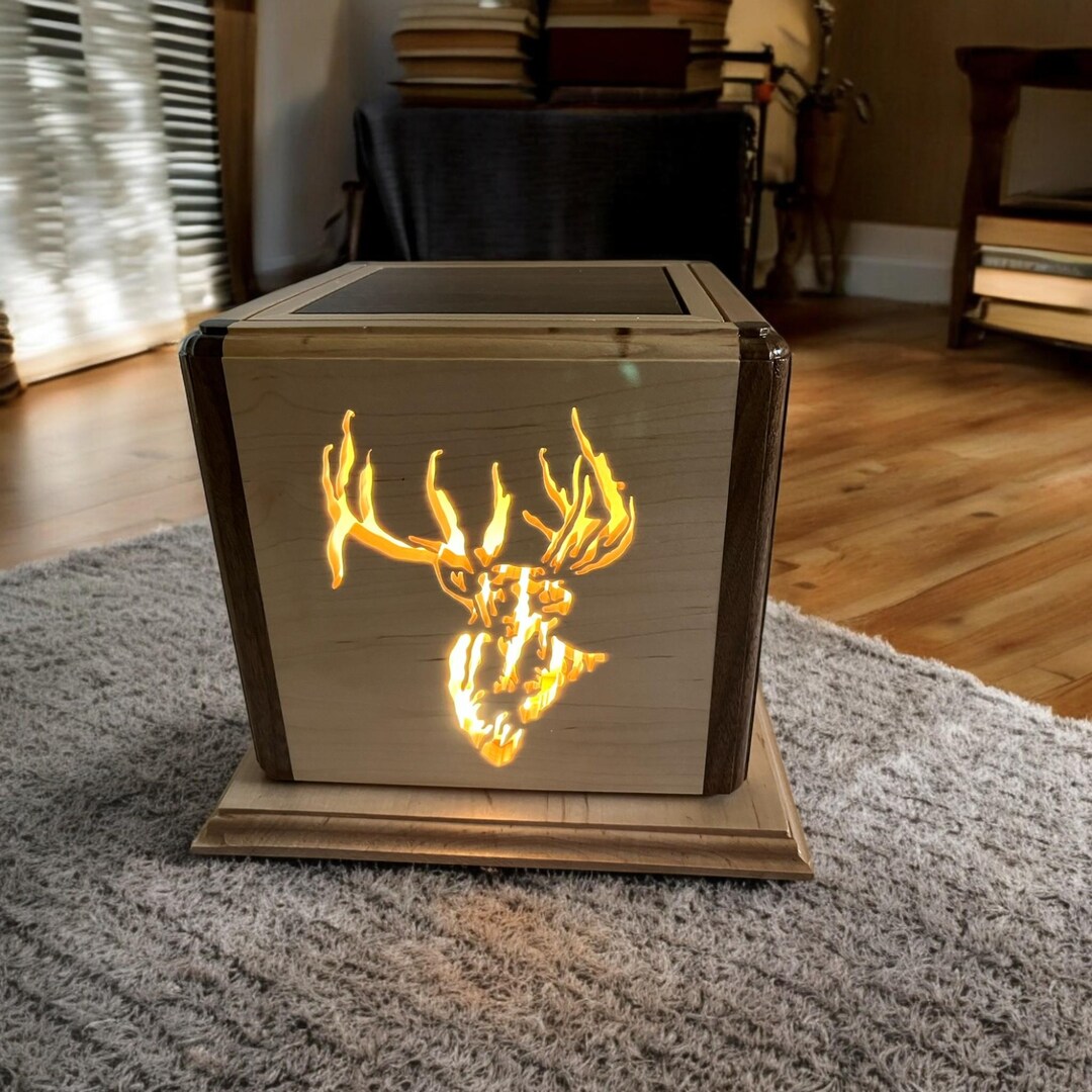 Elk Wooden Cremation Urn-funeral Box Burial Urn for Ashes Cremation ...