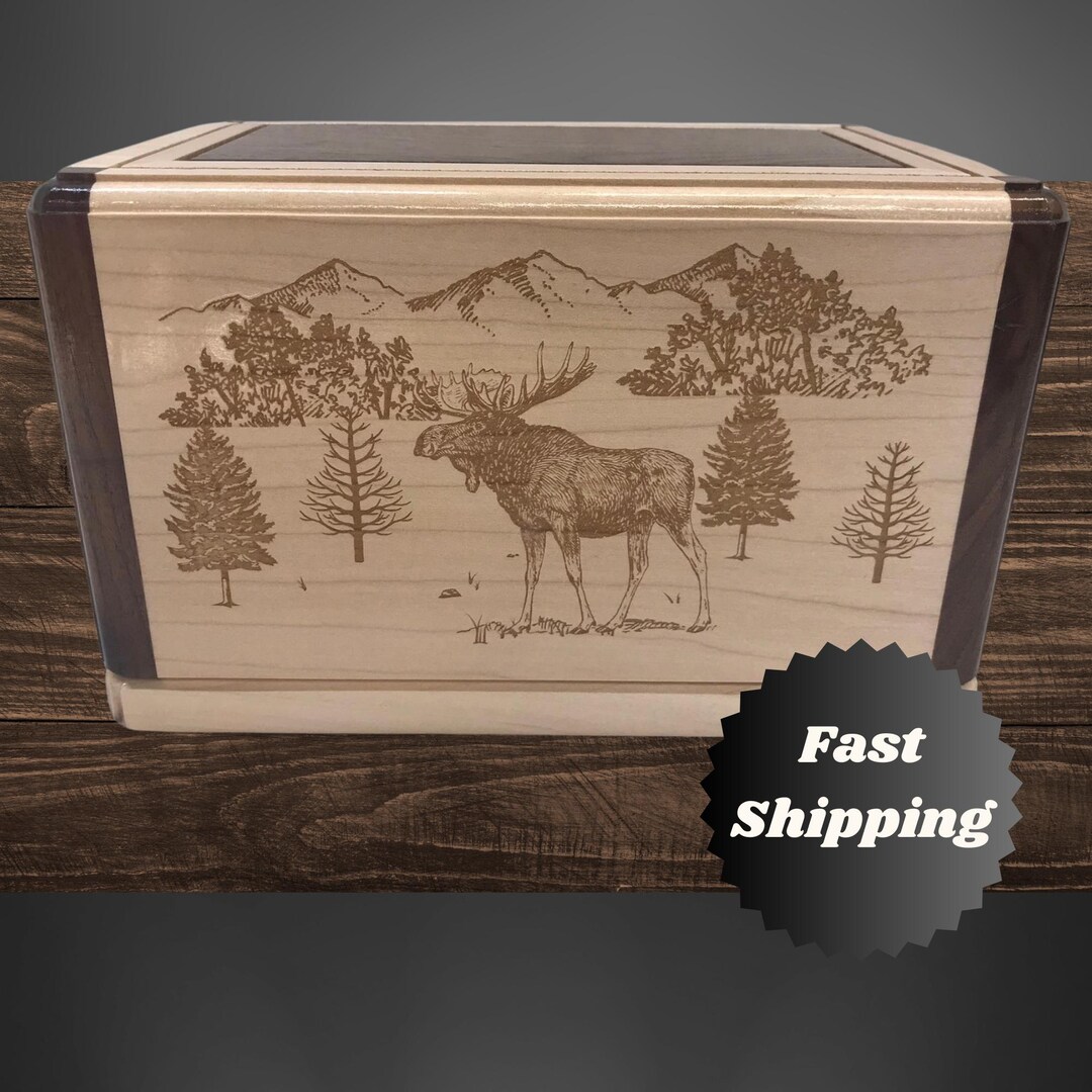 Moose Wooden Cremation Urn-wooden Memorial Box-burial Urn for Funeral ...