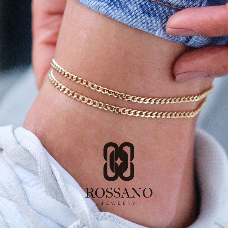 14k Gold Anklet - Etsy