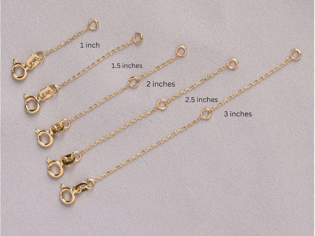 14K Solid Gold Necklace or Bracelet Extender Chain, Adjustable Gold ...