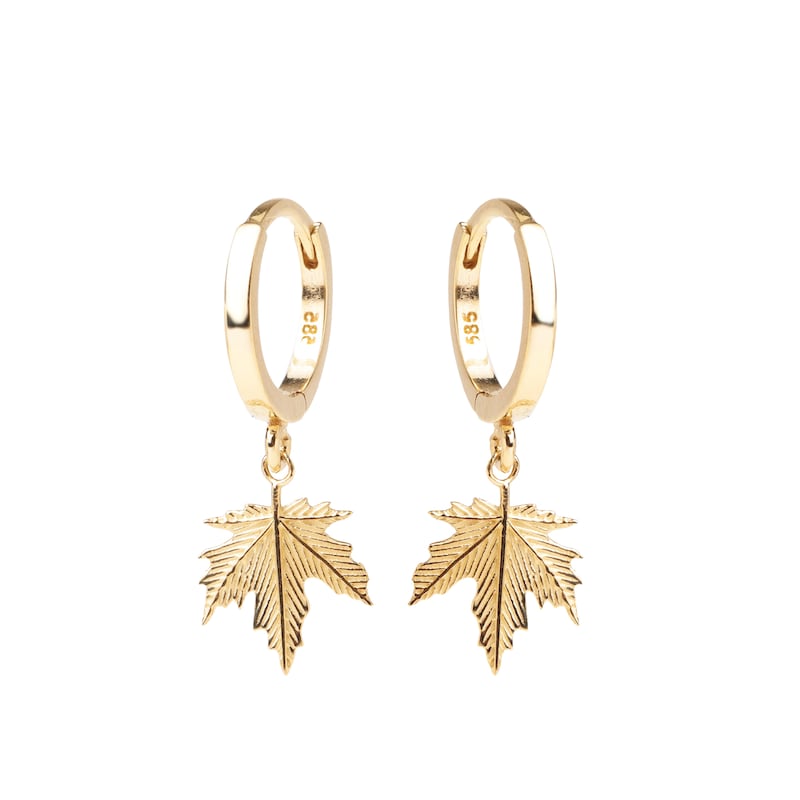 Small Gold Leaf Earrings - Etsy