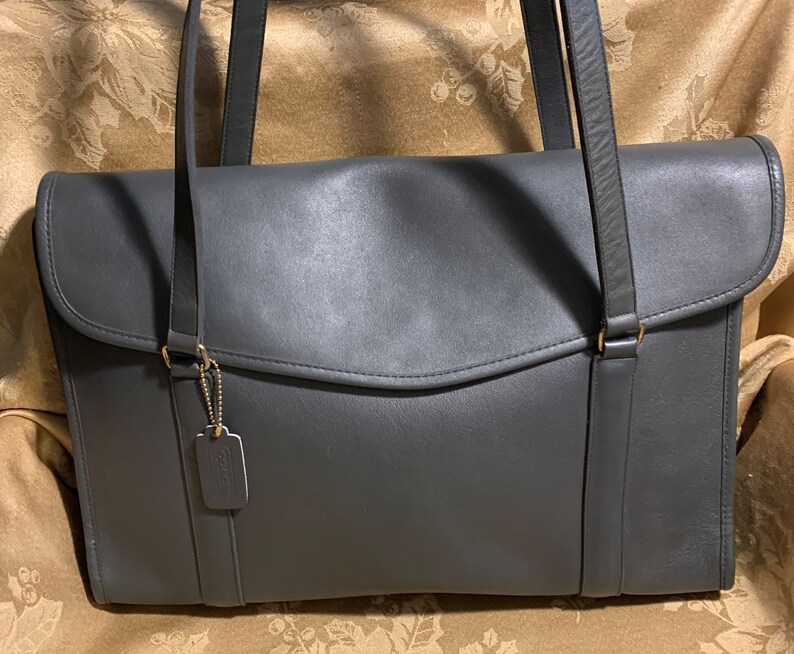 Vintage Coach NYC Shoulder Brief Envelope Portfolio Flannel Grey Style ...