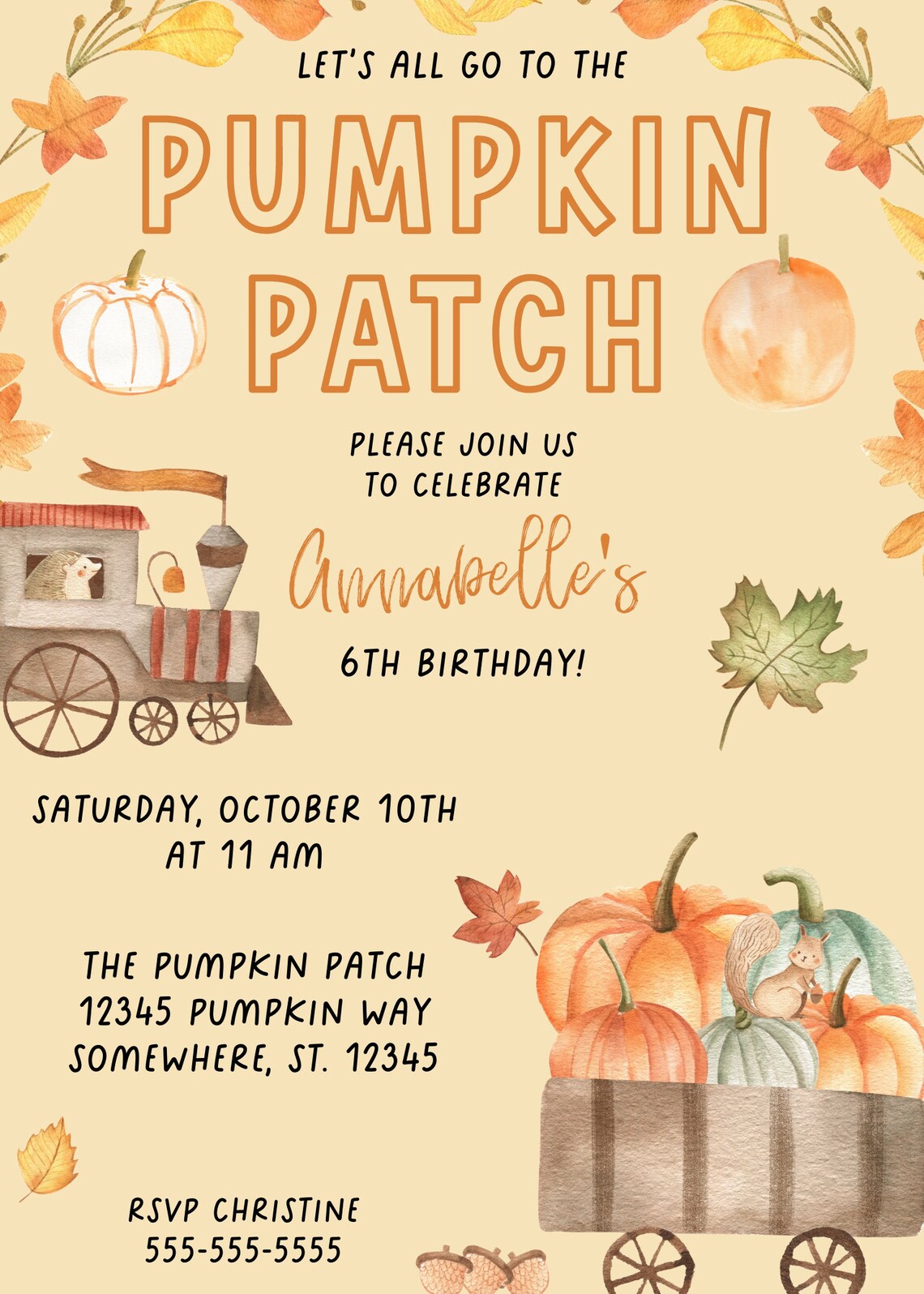 Pumpkin Patch Birthday Party Editable Invitation Digital Download - Etsy