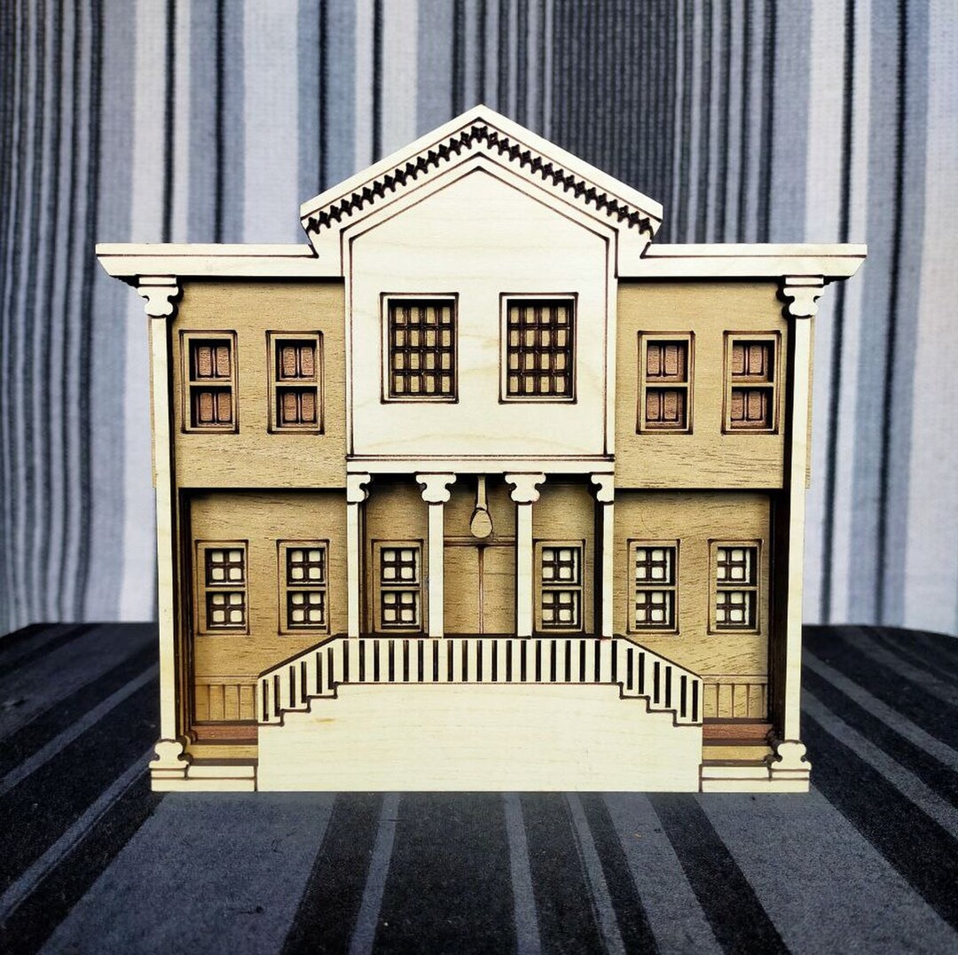 Wooden House Model, Wooden Wall Art, Layered Solid Wood House Model ...