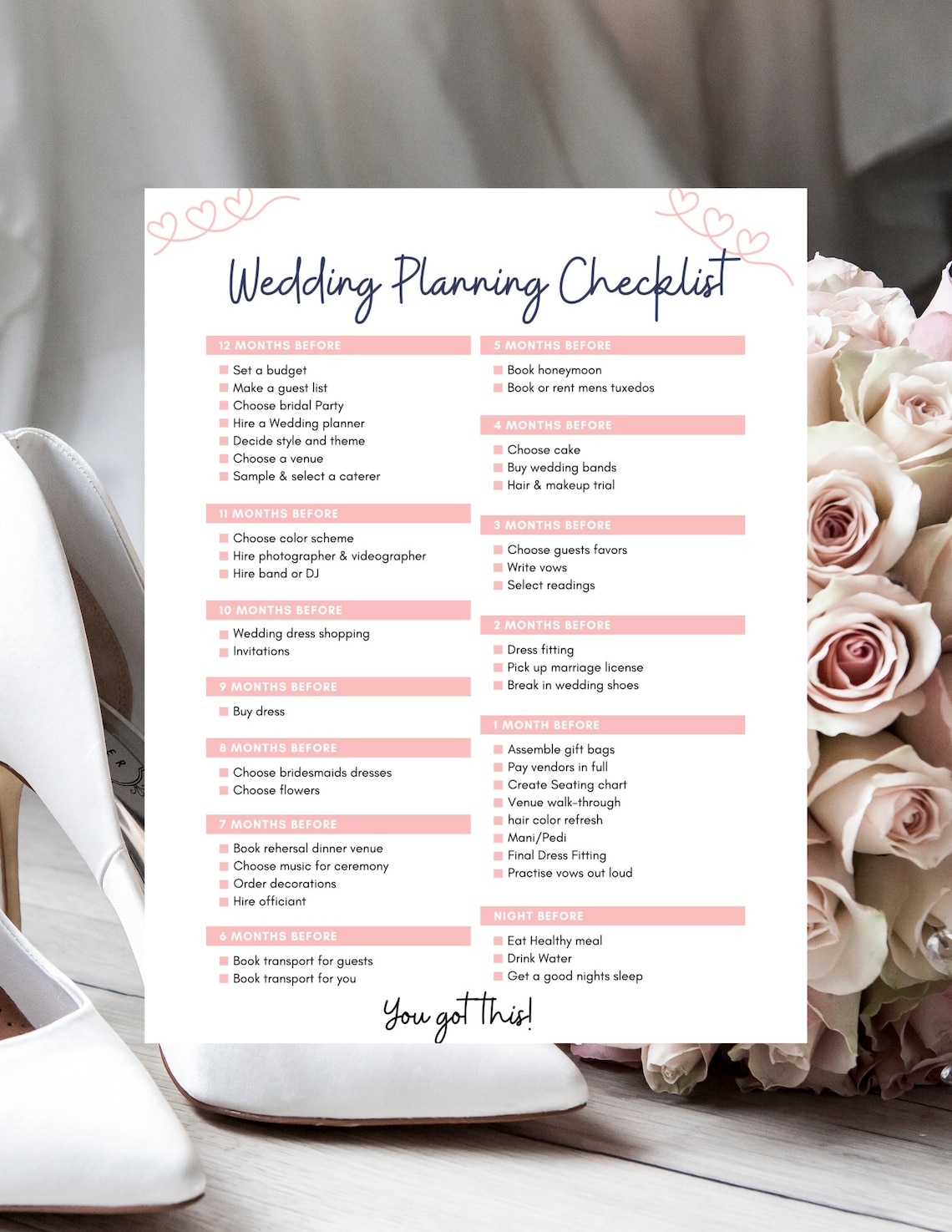 Wedding Planning Checklist Wedding to Do List Pink Wedding - Etsy