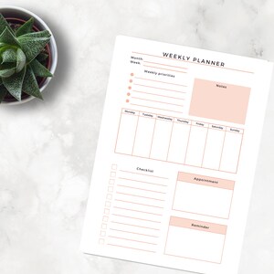 Weekly Planner, Printable Weekly Planner, Printable PDF Planner, Weekly ...