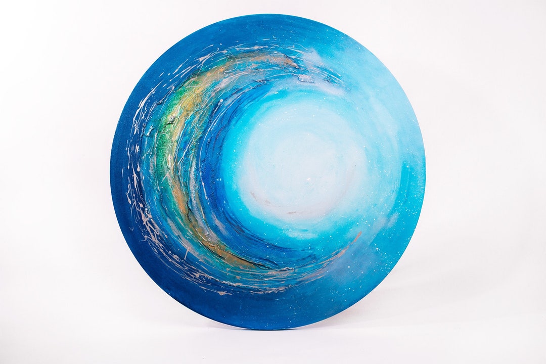 Large Round Blue Painting for the Interior, Beautiful Decor, Wall ...