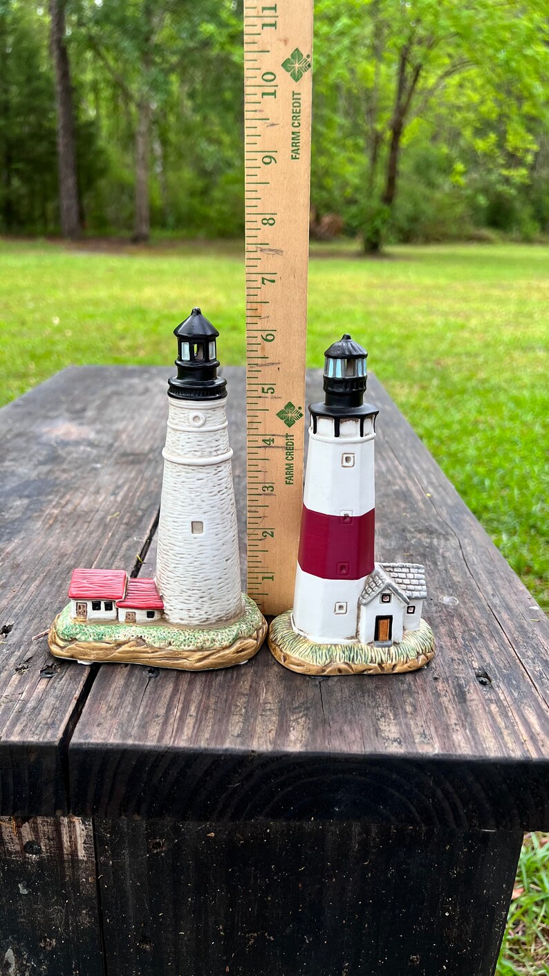 Two Vintage Geo. Z. Lefton Lighthouses/lefton China Hand Painted/lefton ...