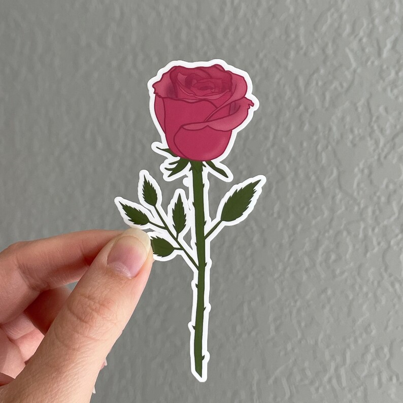 Rose Sticker | Rose With Stem | Flower | Floral Sticker | Pink Rose ...