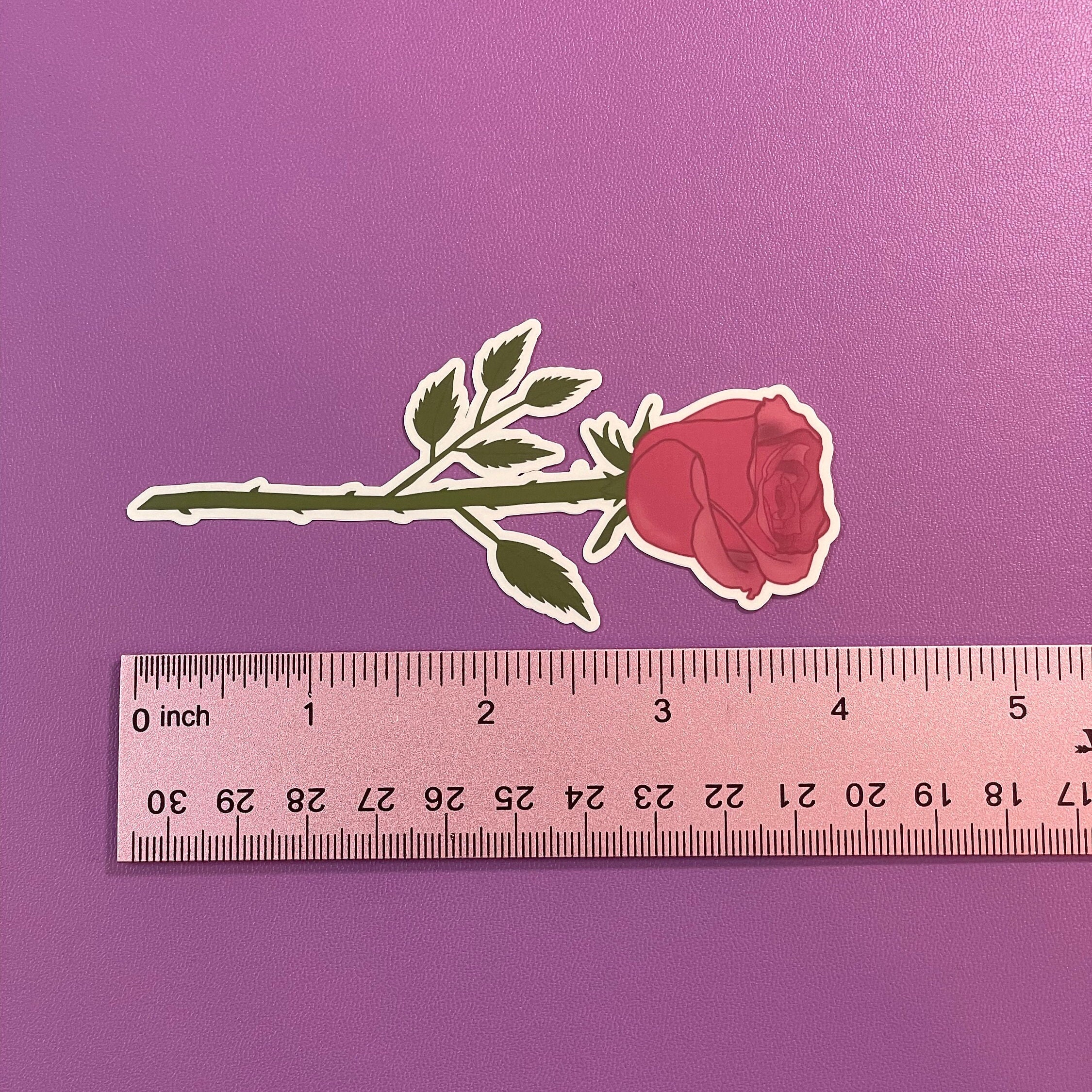 Rose Sticker Rose With Stem Flower Floral Sticker Pink - Etsy