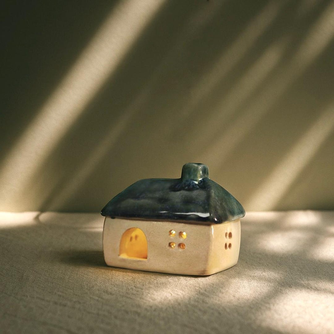 Cozy Handmade Ceramic Cottage With LED Tea Light, Ceramic House - Etsy