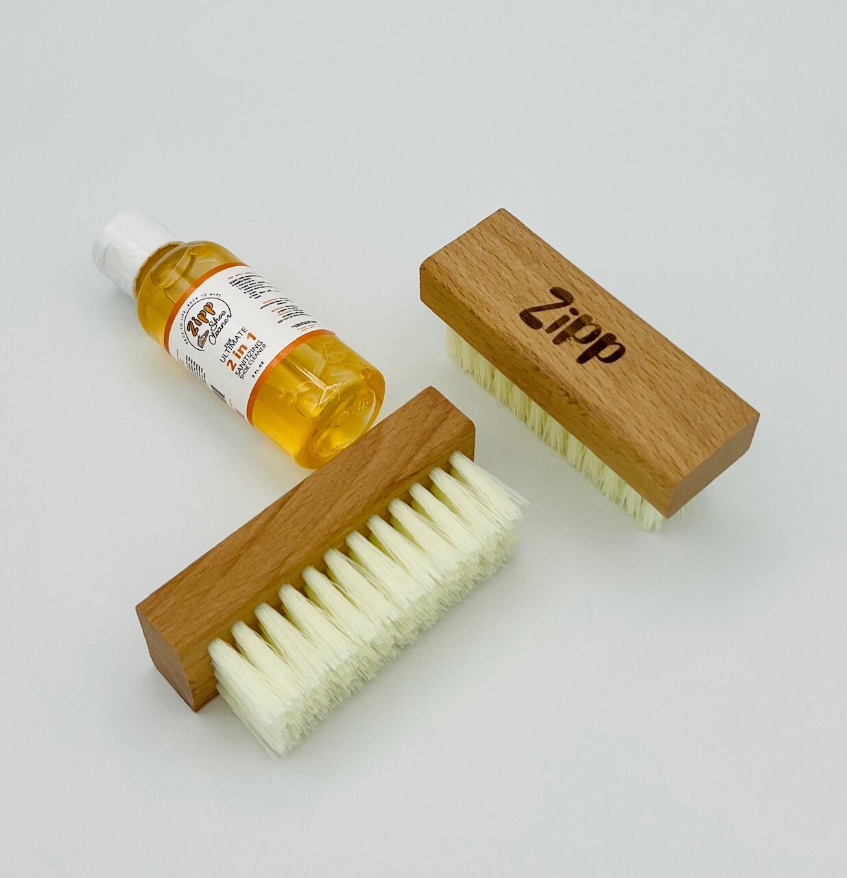 ZIPP Prime Shoe Cleaning Brush Set 2 Pieces With FREE 2 Fl. Oz. 2 in 1 ...