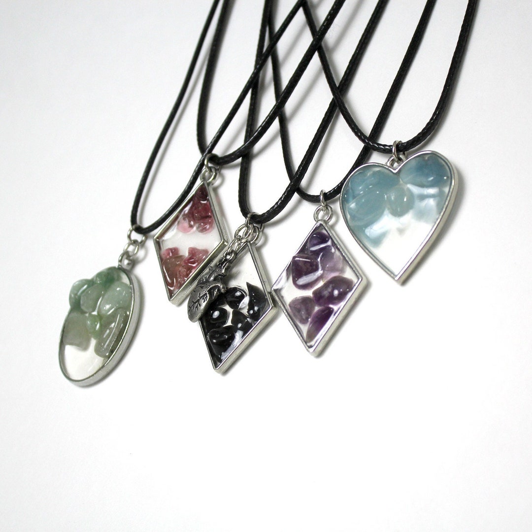 CUSTOM Crystal Window Necklace | Silver Pendant on Black Cord ...