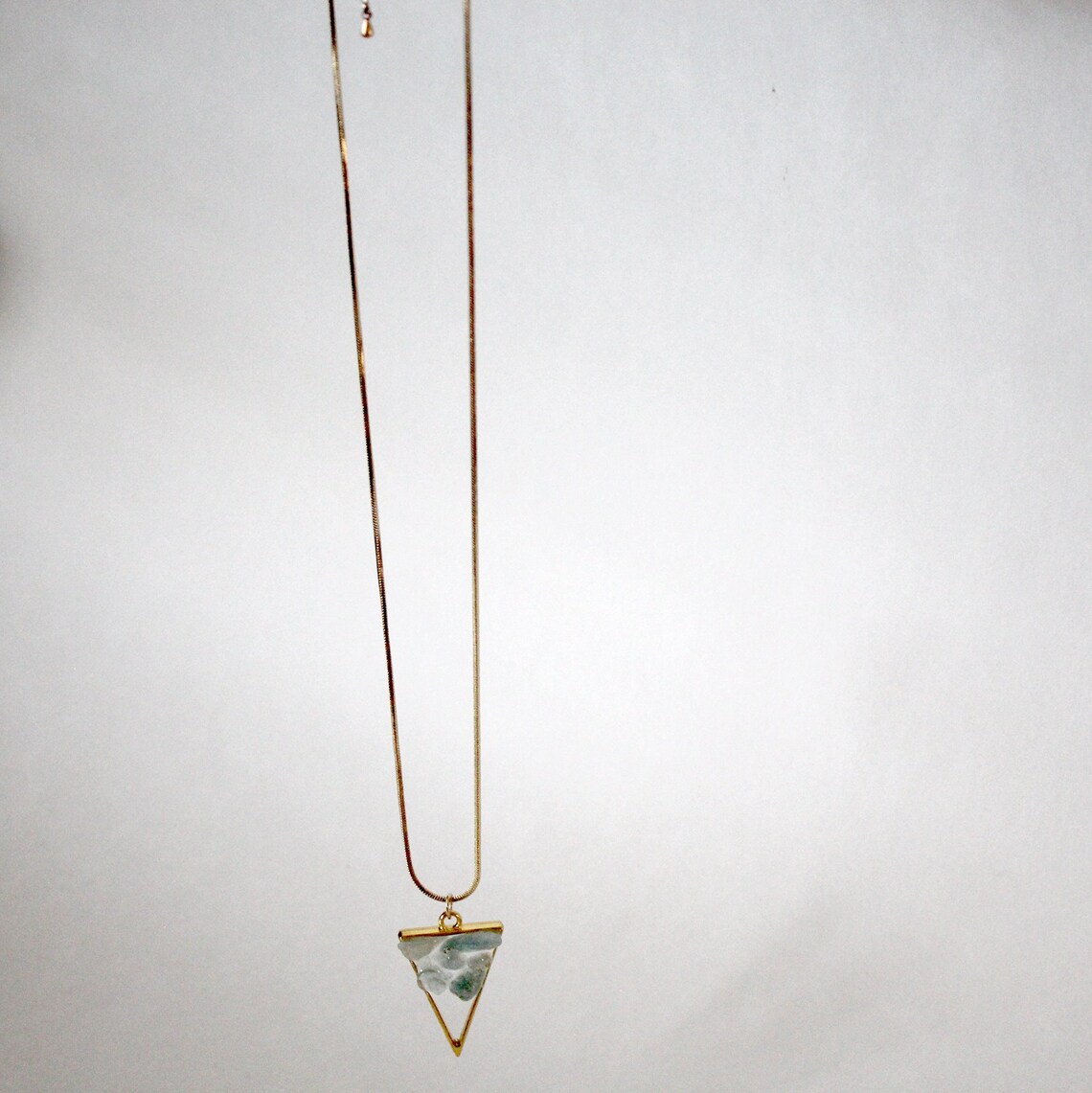 Aquamarine Necklace on Long Gold Chain | Ethereal Translucent Jewelry ...