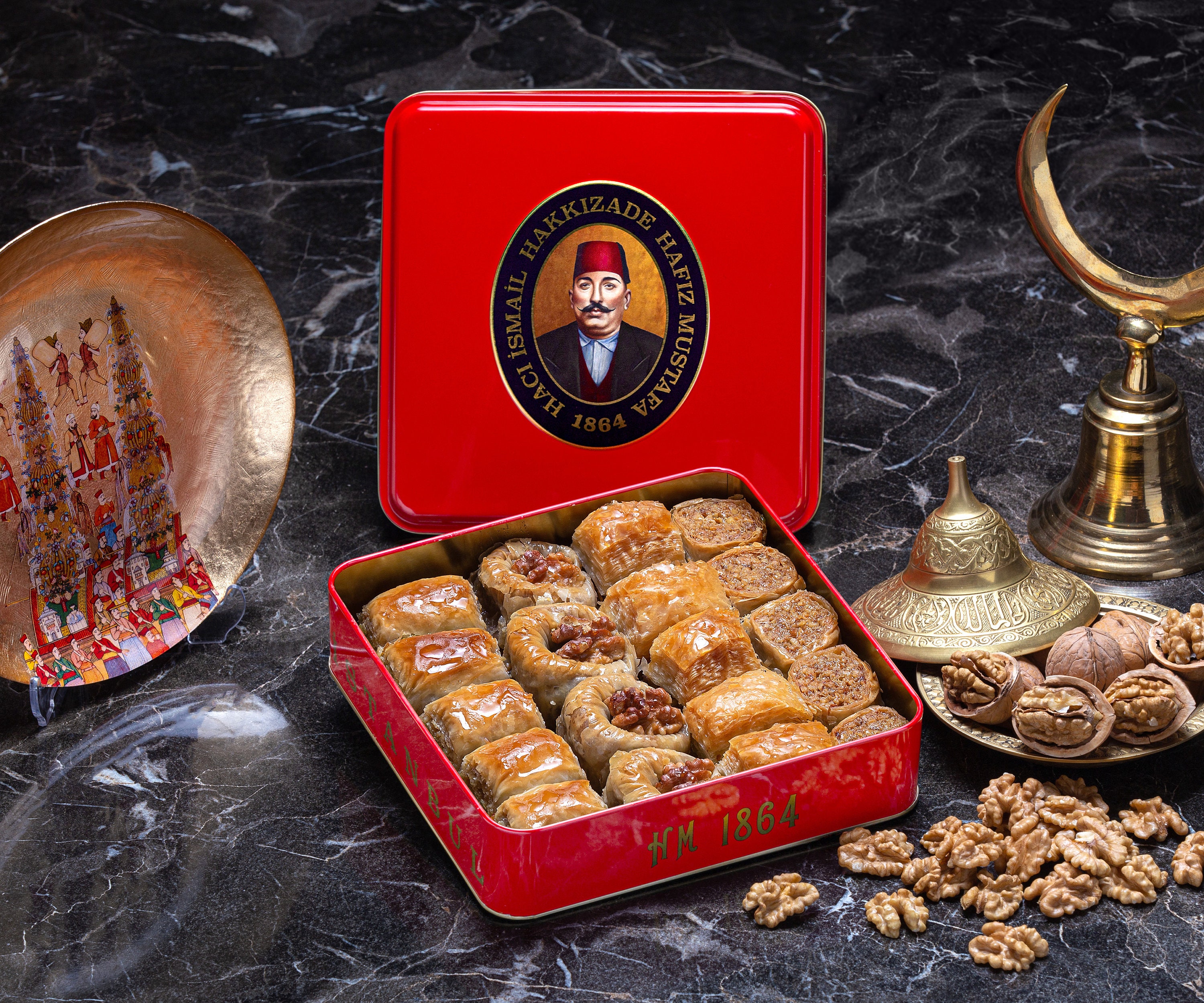Baklava, Walnut Baklava Assortment (metal - Tin Box), Hafiz Mustafa ...