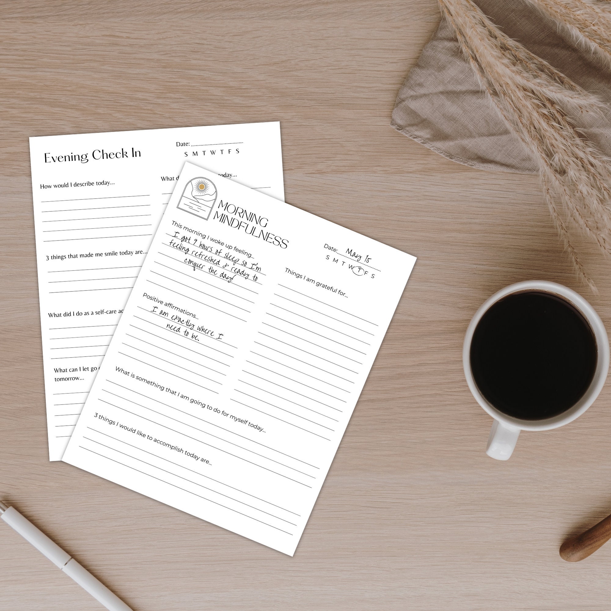 Printable Daily Mindfulness Journal, Self Reflection Guided Journal ...