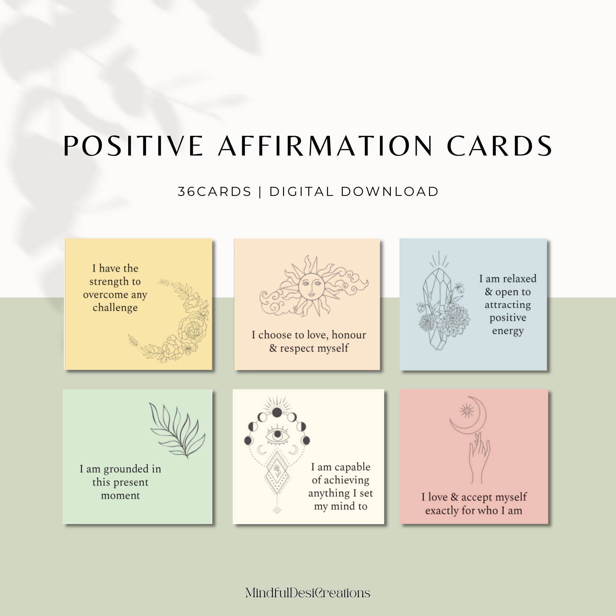 Positive Affirmation Cards Printable, Mindfulness Cards, Affirmation ...