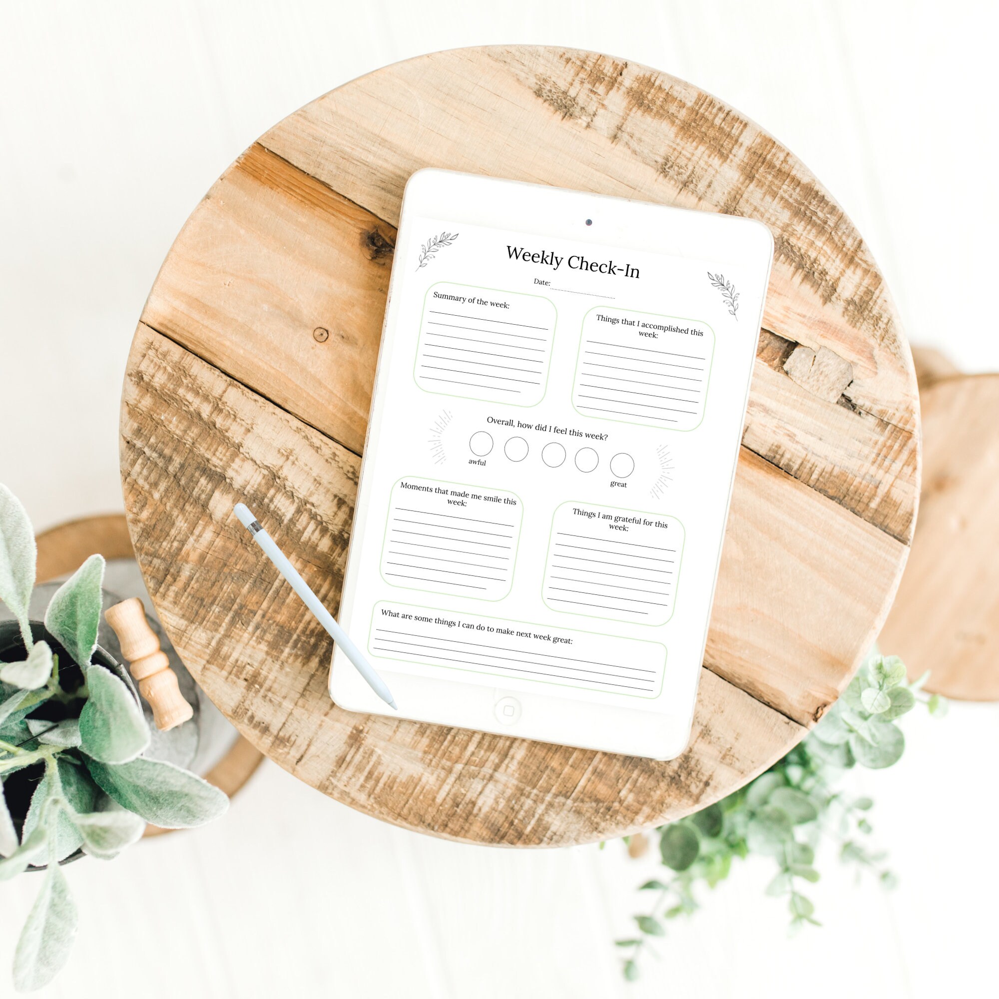 Weekly Check in Printable, Weekly Reflection, Mindful Check in Journal ...