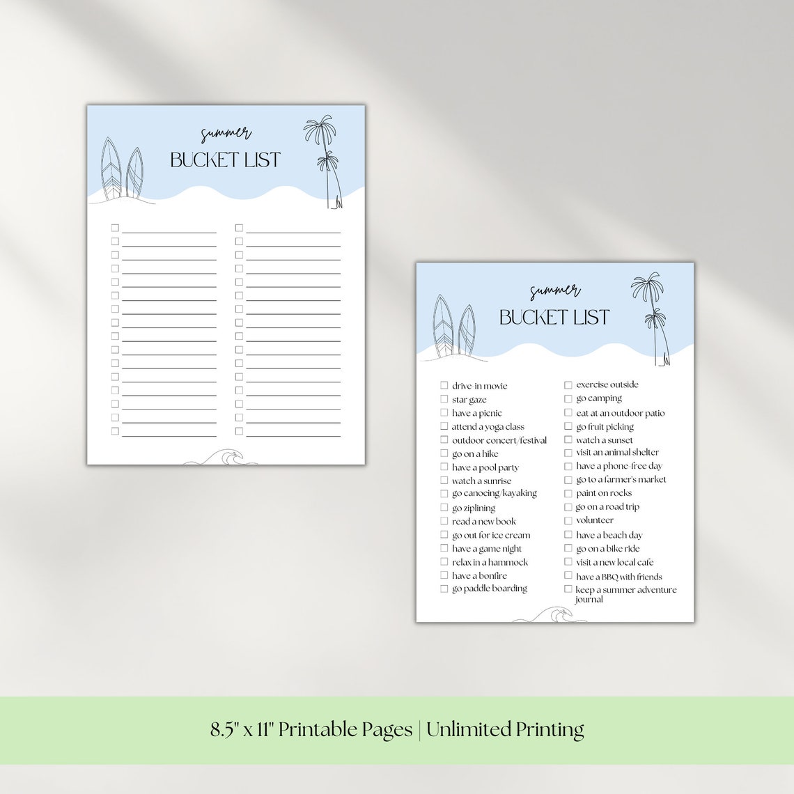 Summer Bucket List Printable, Summer Break Bucket List Template, Summer ...