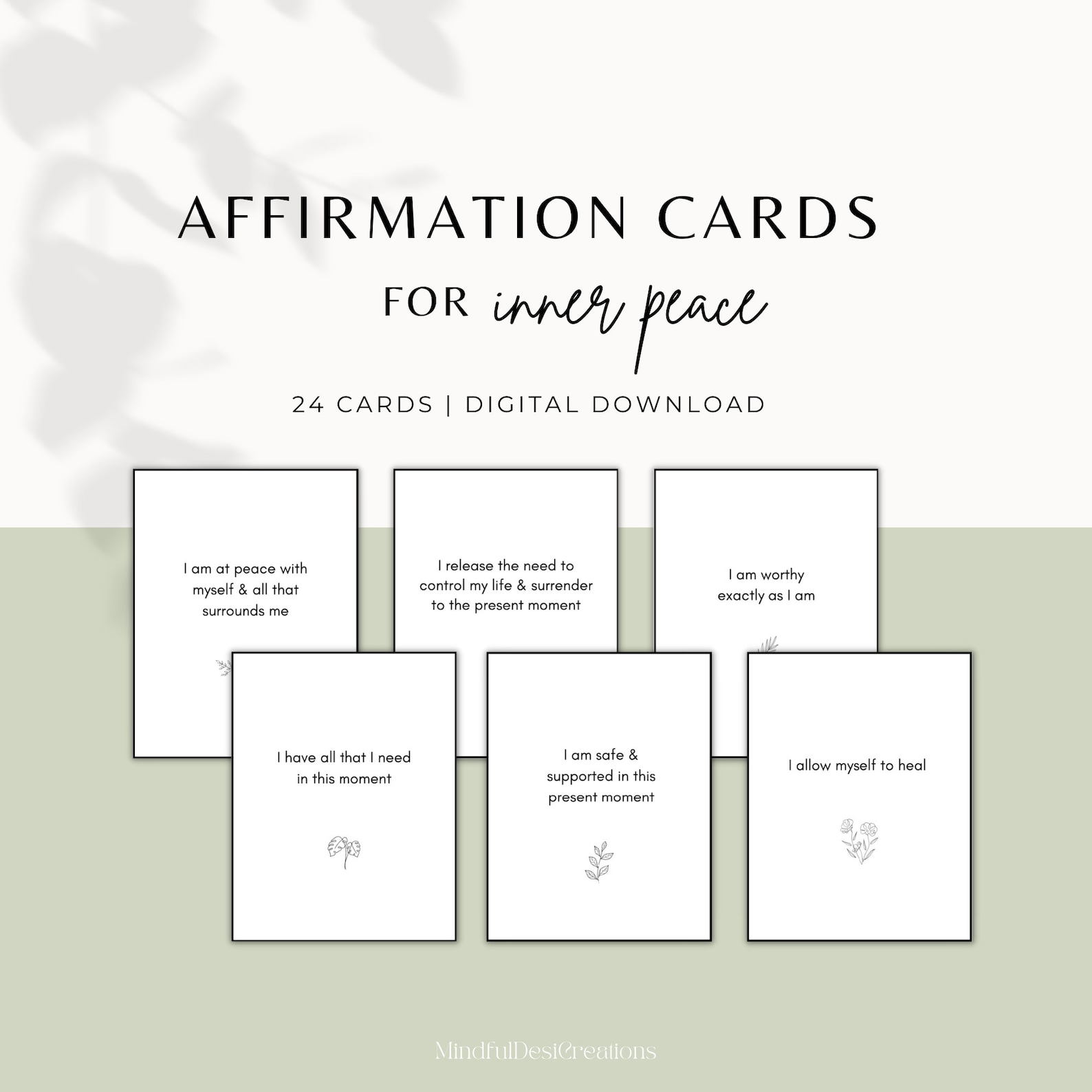 24 Printable Affirmation Cards for Inner Peace, Positive Quote Cards ...